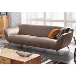 3-Sitzer GUTMANN FACTORY, B:245cm H:83cm T:115cm, grau, Leder, Sofas, "Venezuela"