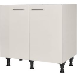 Sp&uuml;lenschrank Nobilia, B:90cm H:87cm T:58,3cm, grau, K&uuml;che, Schr&auml;nke, ""Flash", vormontiert, mit h&ouml;henverstellbaren Sockelf&uuml;&szlig;en", Breite 90 cm