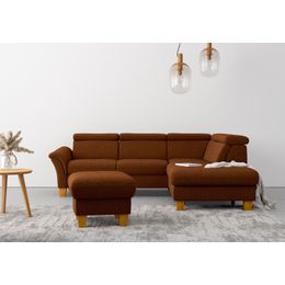 Ecksofa Home Affaire, B:249cm H:84cm T:217cm, rosa, 100% Polyester, Wohnzimmer, Sofas, "Lindgren L-Form", wahlweise mit TV-Funktion, Stauraum und