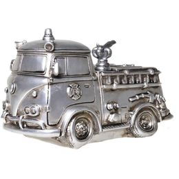 Spardose AMBIENTE HAUS, B:21cm H:13cm T:12cm, silber, Kautschuk, Spardosen, "Feuerwehr, silberfarben", Sparschwein, Retro-Design, ideales Geschenk