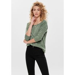 Only Damen 3/4-Arm-Shirt "ONLALBA 3/4 TOP JRS NOOS", grau, Gr. XS, meliert, Feinstrick, Obermaterial: 95% Polyester, 5% Elasthan, Shirts