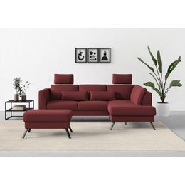 Sit & More Ecksofa SIT & MORE, B:254cm H:88cm T:188cm, rot, Wohnzimmer, Sofas, "Lindholm L-Form", mit Sitztiefenverstellung und Federkern