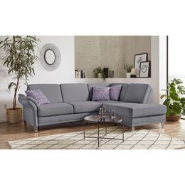 Sit & More Ecksofa SIT & MORE, B:254cm H:89cm T:190cm, grau, Wohnzimmer, Sofas, "Clio L-Form", wahlweise mit Bettfunktion und Bettkasten, inklusive Federkern