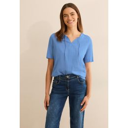 Cecil Damen T-Shirt, blau, Gr. XXL, unifarben, Web, 100% Baumwolle, Shirts, aus reiner Baumwolle