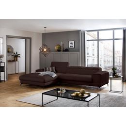Ecksofa W.Schillig, B:303cm H:70cm T:193cm, braun, Longlife Xtra-Leder Z69: Das feinnarbige, gedeckte Softleder Z69 besticht durch seine
