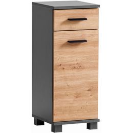Seitenschrank Welltime, B:30,3cm H:75,3cm T:32,6cm, schwarz, FSC-zertifizierter Holzwerkstoff, Schr&auml;nke, "Palermo, Breite 30 cm", Wechselbarer
