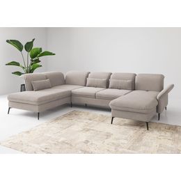 Sit & More Wohnlandschaft SIT & MORE, B:359cm H:92cm T:231cm, grau, 100% Polyester, Sofas, "Emely, inkl. Sitztiefenverstellung", wahlweise mit