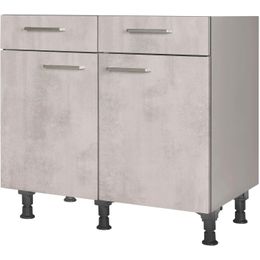 Unterschrank Nobilia, B:90cm H:87cm T:58,3cm, grau, K&uuml;che, Schr&auml;nke, ""Riva", vormontiert, Breite 90 cm, Soft-Close-Funktion", bei den Schubk&auml;sten,