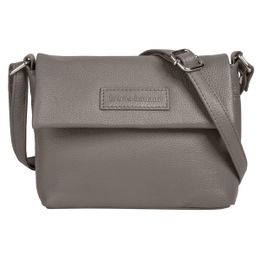 Bruno Banani Damen Umh&auml;ngetasche, grau, Leder, leicht gl&auml;nzend, unifarben, Taschen, echt Leder