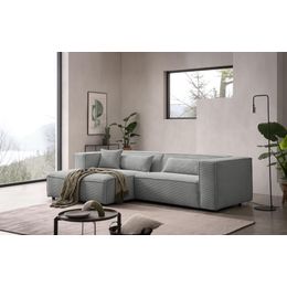 Ecksofa, B:267cm H:66cm T:167cm, grau, LeGer Home by Lena Gercke, 100% Polyester, Wohnzimmer, Sofas, "PIARA mit Kedernaht, Cord, Leinenoptik o.