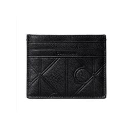 Calvin Klein Damen Kartenetui "XL EMBLEM AOP EMBOSS CARDHOLDER"schwarz, Leder, Basic, Kleinlederwaren, Minigeldbeutel, Portemonnaie, Money Pocket mit