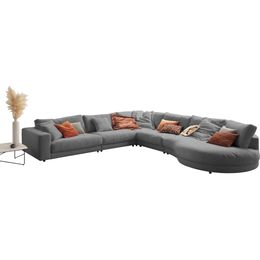 Ecksofa 3C CANDY, B:225cm H:86cm T:395cm, grau, 100% Polyester, Wohnzimmer, Sofas, "Enisa II, bequem und komfortabel, Mega Familiensofa, L-Form",