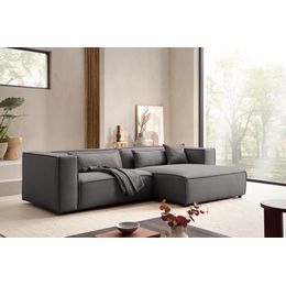 Ecksofa, B:267cm H:66cm T:167cm, grau, LeGer Home by Lena Gercke, 100% Polyester, Wohnzimmer, Sofas, "PIARA mit Kedernaht, Cord, Leinenoptik o.