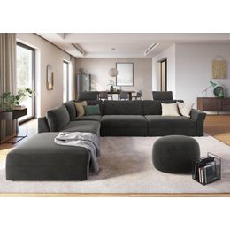 Sit & More Ecksofa SIT & MORE, B:356cm H:80cm T:292cm, grau, Samtoptik (100% Polyester);Soft clean (98% Polyester, 2% Polyamid);Struktur fein (100% Polyester),