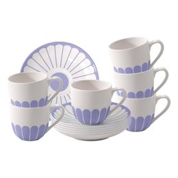Villeroy & Boch VILLEROY & BOCH Tasse "Espressotassen mit Untertassen Fleur Couleur 70 ml 6er Set", &Oslash; 11,7cm x 8cm, 70ml, 6, blau, Trinkgef&auml;&szlig;e, Sp&uuml;lmaschinenfest,