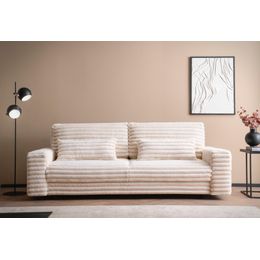 Schlafsofa, B:250cm H:90cm T:108cm, beige, LeGer Home by Lena Gercke, Jugendzimmer, Sofas, "Imoga, Polster mit Schlaffunktion, 3-Sitzer Sofa, Couch