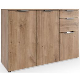 Kombikommode wimex, B:122cm H:84cm T:41cm, braun, Holzwerkstoff, Schlafzimmer, Sideboards, "Level by fresh to go", 3-t&uuml;rig, mit 2 Schubladen und