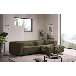 Ecksofa, B:267cm H:66cm T:167cm, gr&uuml;n, LeGer Home by Lena Gercke, 100% Polyester, Wohnzimmer, Sofas, "PIARA mit Kedernaht, Cord, Leinenoptik o.