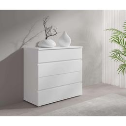 Kommode Home Affaire, B:91,2cm H:84,2cm T:42cm, wei&szlig;, Melamin, Schlafzimmer, Sideboards, "Greti Sideboard mit 4 Schubladen, Ma&szlig;e B/T/H: 91,2/42/84,3