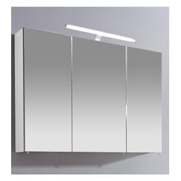 Spiegelschrank Schildmeyer, B:100cm H:75,5cm T:16cm, wei&szlig;, Badezimmer, Schr&auml;nke, "Irene", Breite 100 cm, 3-t&uuml;rig, LED-Beleuchtung,