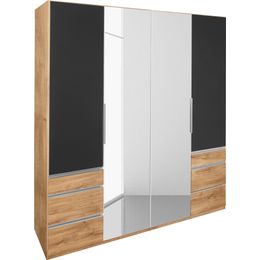 Kleiderschrank wimex, B:200cm H:236cm T:58cm, grau, Schlafzimmer, Schr&auml;nke, "Level by fresh to go", mit Glas-und Spiegelt&uuml;ren