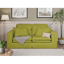 3-Sitzer Home Affaire, B:196cm H:95cm T:108cm, gr&uuml;n, 92% Polyester, 8% Nylon, Sofas, "ALISSAS BIS mit vielen Kissen, Biesen an den Kissen",