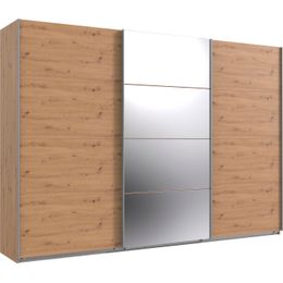 Schwebet&uuml;renschrank wimex, B:313cm H:236cm T:64cm, braun, Schr&auml;nke, "Norderstedt", INKLUSIVE 2 Stoffboxen und 2 zus&auml;tzliche Einlegeb&ouml;den, mit Spiegel