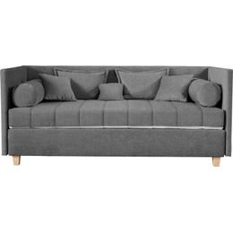 Schlafsofa Alina, B:201cm H:90,5cm T:101cm, grau, Struktur fein TCM (100% Polyester), Jugendzimmer, Sofas, "Kona", 7-Zonen Taschenfederkernmatratze,