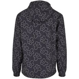 Urban Classics Herren Langmantel "Urban Classics Herren Flower AOP Pull Over Jacket", schwarz-wei&szlig;, Gr. XL, 100% Polyester, Jacken