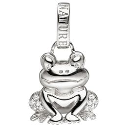 Kettenanh&auml;nger Jobo "Anh&auml;nger Frosch 22 mm", silber 925, wei&szlig;, Schmuckanh&auml;nger, Damen, Silber 925 (Sterlingsilber), Kettenanh&auml;nger, 925 Silber rhodiniert mit 12 Zirkonia