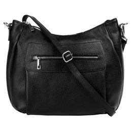 Samantha Look Damen Umh&auml;ngetasche, schwarz, Leder, unifarben, Taschen, echt Leder, Made in Italy