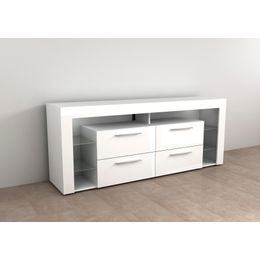 TV-Board FMD, B:180cm H:72,7cm T:41,3cm, wei&szlig;, Sideboards, "Vibio"