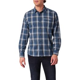 Herren Langarmhemd, blau, Gr. XXL, Pioneer Authentic Jeans, kariert, Web, Obermaterial: 100% Baumwolle, Hemden, mit Brusttasche