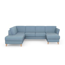 Sit & More Wohnlandschaft SIT & MORE, B:303cm H:87cm T:213cm, blau, Sofas, "Visby U-Form", wahlweise mit Bettfunktion und Stauraum, frei im Raum stellbar