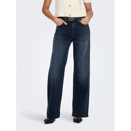 Only Damen High-waist-Jeans "ONLMADISON BLUSH HW WIDE DNM DOT632"blau schwarz denim, Gr. XS, unifarben, Denim/Jeans, Obermaterial: 92% Baumwolle, 6%