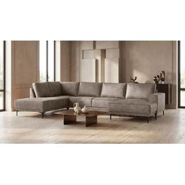 Wohnlandschaft OTTO HOME, B:345cm H:85cm T:210cm, beige, 100% Polyester, Sofas, "XXL Sofa Oland, Struktur, Flachgewebe, Luxus-Microfaser, Boucle",