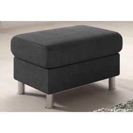 Hocker Trendmanufaktur, B:67cm H:46cm T:53cm, grau, 100% Polyester, Wohnzimmer, Hocker, "Rondo II zeitlos und bequem", wahlweise mit komfortablem