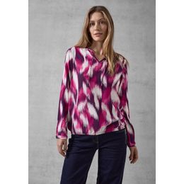 Cecil Damen Langarmbluse, rosa, Gr. XXL, bedruckt, Stoff, 100% Viskose, Blusen, aus softer Viskose