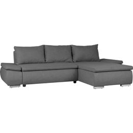 Ecksofa Home Affaire, B:266cm H:83cm T:175cm, grau, 100% Polyester, Wohnzimmer, Sofas, "Acra L-Form", mit Bettfunktion und Bettkasten, in Mattenoptik