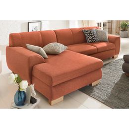 Ecksofa Home Affaire, B:277cm H:84cm T:84cm, orange, Struktur fein (100% Polyester);100% Polyester/ 85% Polyester+15% Polyacryl Melrose/Struktur,