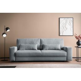 Schlafsofa, B:250cm H:90cm T:108cm, grau, LeGer Home by Lena Gercke, Jugendzimmer, Sofas, "Imoga, Polster mit Schlaffunktion, 3-Sitzer Sofa, Couch