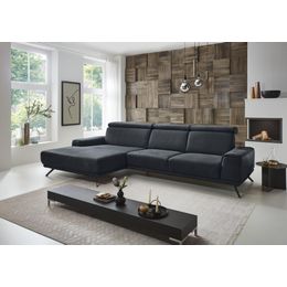 Ecksofa DIE PLANBAR, B:335cm H:89cm T:188cm, blau, Wohnzimmer, Sofas, "PN-EM22041 L-Form", wahlweise motorisches Canape oder Sitztiefenverstellung