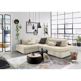 Ecksofa, B:291cm H:80cm T:226cm, beige, SET ONE BY Musterring, Wohnzimmer, Sofas, "SO 4100 mit komfortablen Federkern und Kopfteilverstellung",