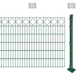 Arvotec Doppelstabmattenzaun "EASY 120 zum Aufschrauben "Karo" mit Zierleiste", H/L: 120cm x 14m, Pfosten: 8 Stk., gr&uuml;n, Zaunelemente, Zaunh&ouml;he 120