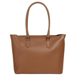 CLUTY Damen Shopper, braun, Leder, leicht gl&auml;nzend, unifarben, Taschen, echt Leder, Made in Italy