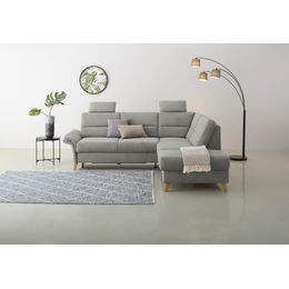 Ecksofa Home Affaire, B:238cm H:90cm T:213cm, grau, 100% Polyester, Wohnzimmer, Sofas, "Westerland L-Form", Federkern-Polsterung, wahlweise mit