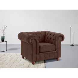 Sessel Home Affaire, B:105cm H:74cm T:89cm, braun, 100% Polyester, Wohnzimmer, Sessel, "Chesterfield B/T/H: 105/69/74 cm", mit hochwertiger