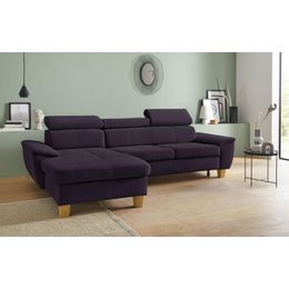 Ecksofa, B:280cm H:79cm T:167cm, lila, exxpo - SOFA FASHION, Luxus-Microfaser Vintageoptik (100% Polyester);Webvelours (92% Polyester, 8% Nylon),