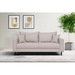 2-Sitzer Home Affaire, B:162cm H:76cm T:84cm, beige, 100% Polyester, Sofas, "VEYRAS, hoher Sitzkomfort, Ma&szlig;e B/T/H: 162/84/76 cm", mit