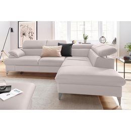 Ecksofa COTTA, B:256cm H:74cm T:208cm, beige, Kunstleder SOFTLUX;NaturLEDER (echtes Rindsleder);Microfaser PRIMABELLE (100% Polyester), Wohnzimmer,